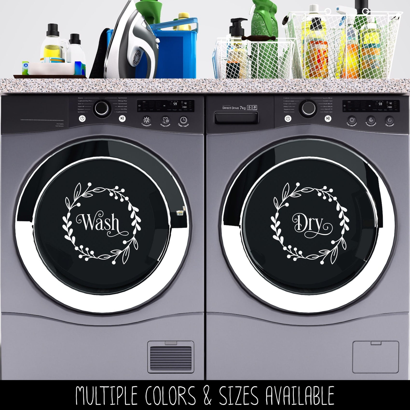 Ornamental Wash Dry Floral Wreath Vinyl Decal/Sticker Set – Stellar and ...